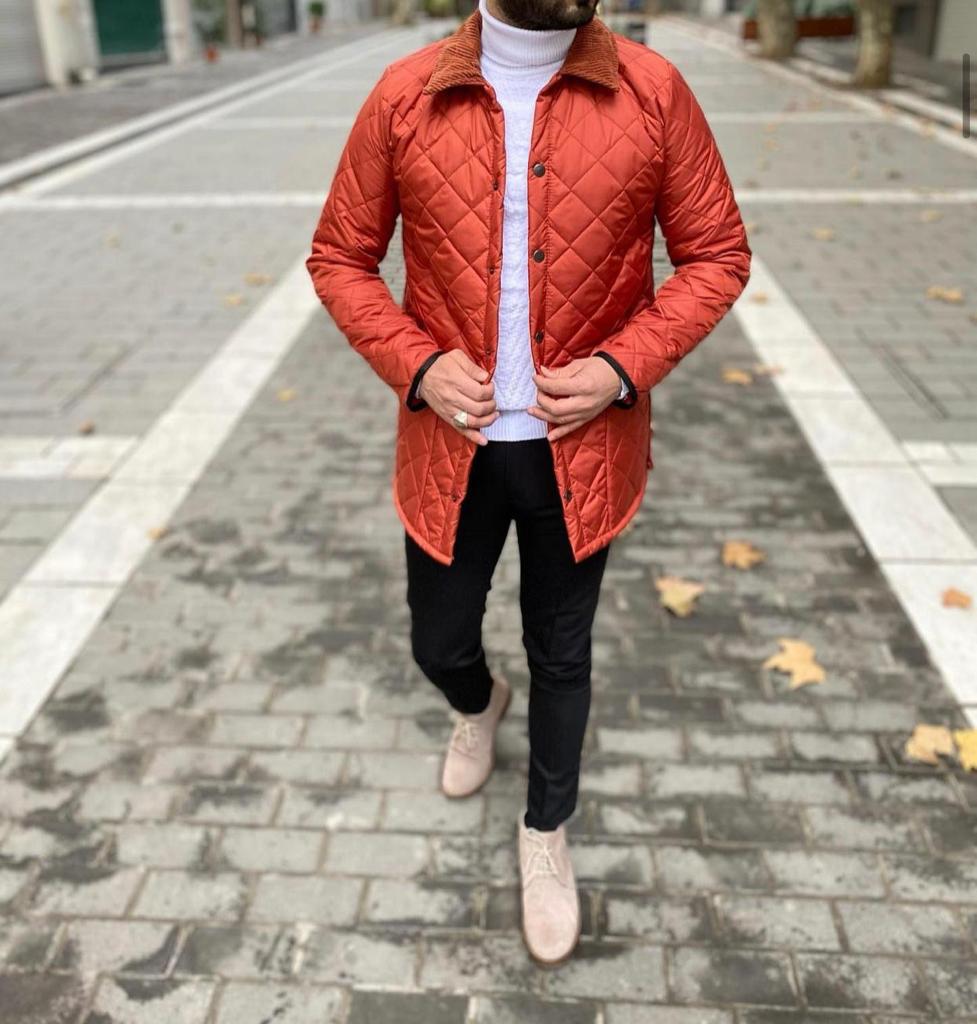 Quilted Car Coat with Corduroy Collar | LUXE Department Store